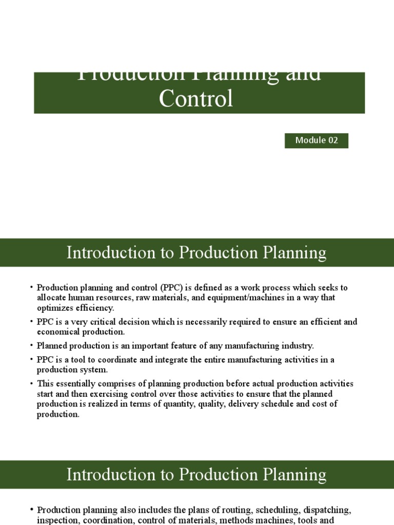 Production Planning and Control | PDF | Enterprise Resource Planning ...