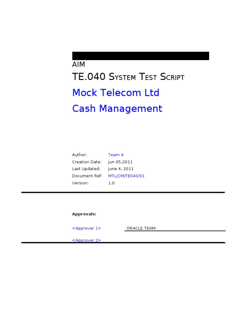 TE040 System Test Script | PDF | Computer Data Storage | Business Process
