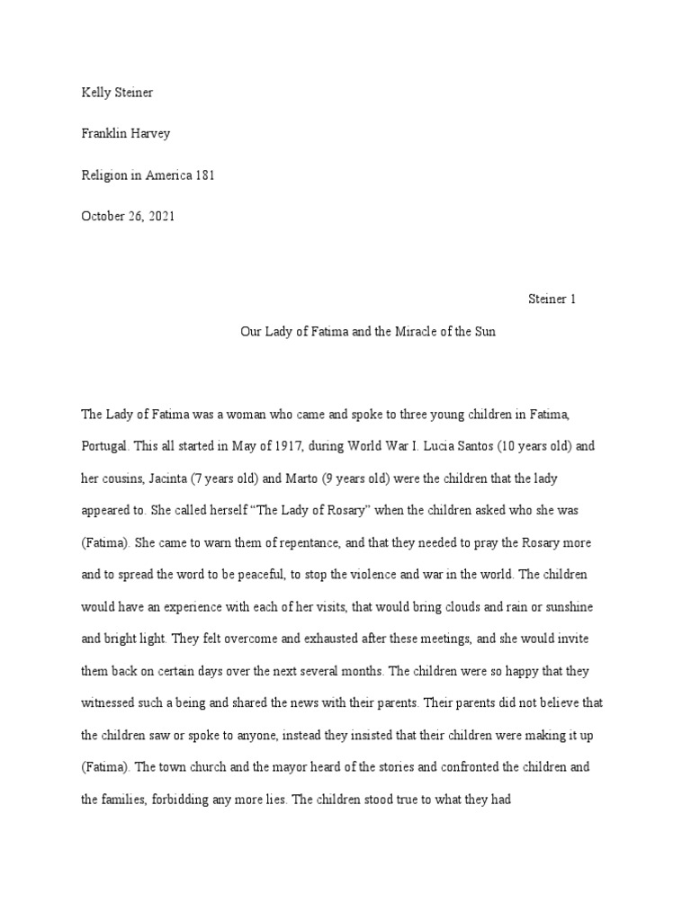 Our Lady of Fatima and The Miracle of The Sun | PDF | Our Lady Of ...