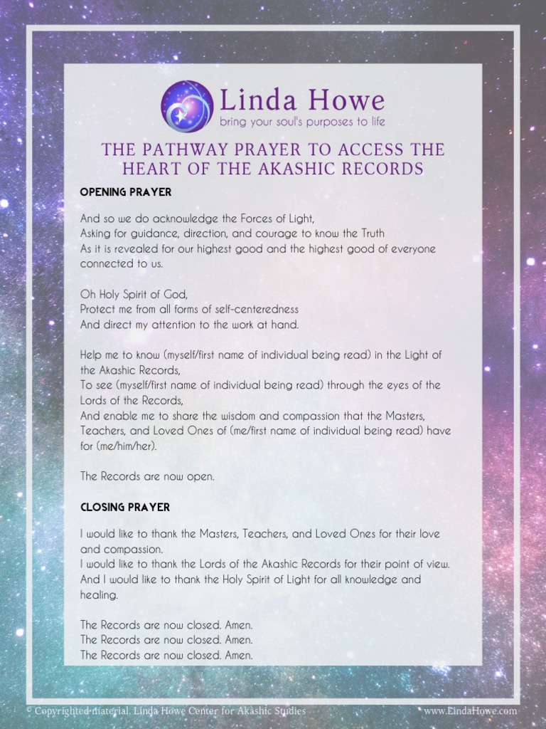 The Pathway Prayer To Access The Heart of The Akashic Records | PDF