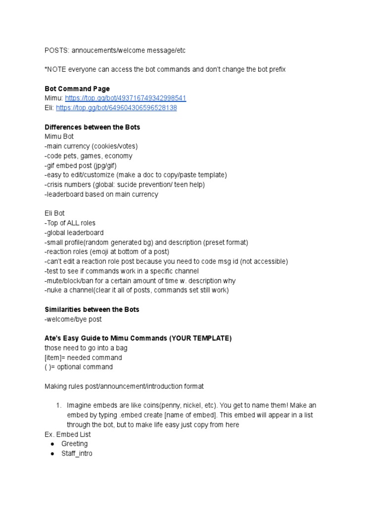 Easy guide to Mimu bot commands | PDF