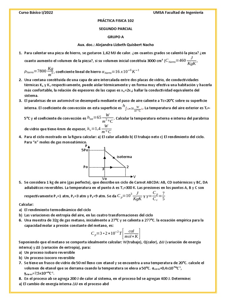 PRÁCTICA 2do Parcial Aux | PDF | Gases | Temperatura