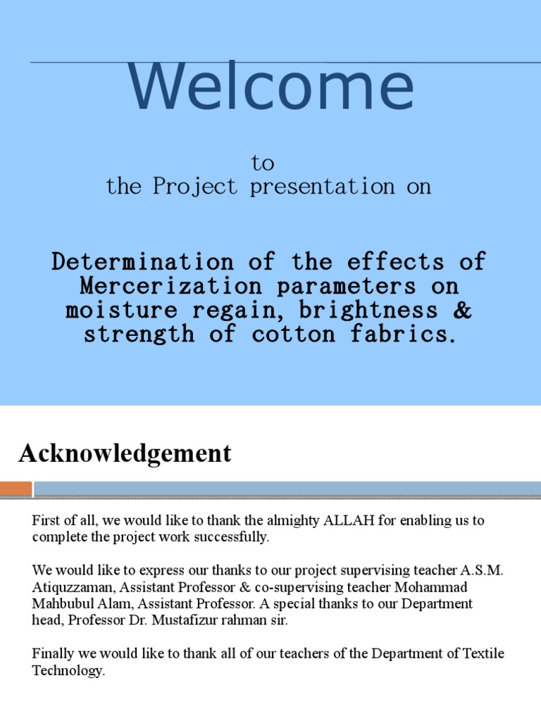 Effects of Mercerization on Cotton Fabrics | PDF | Textiles ...