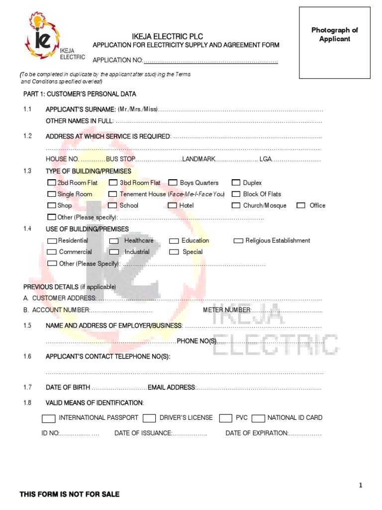 IE Application For Electricity Supply Agreement Form1 1 | PDF ...