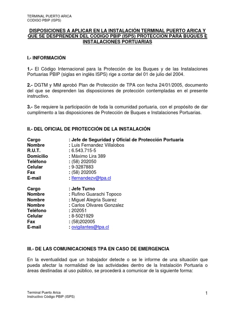 Codigo Isps - Riesgos Instalaciones Portuarias | PDF | Transporte
