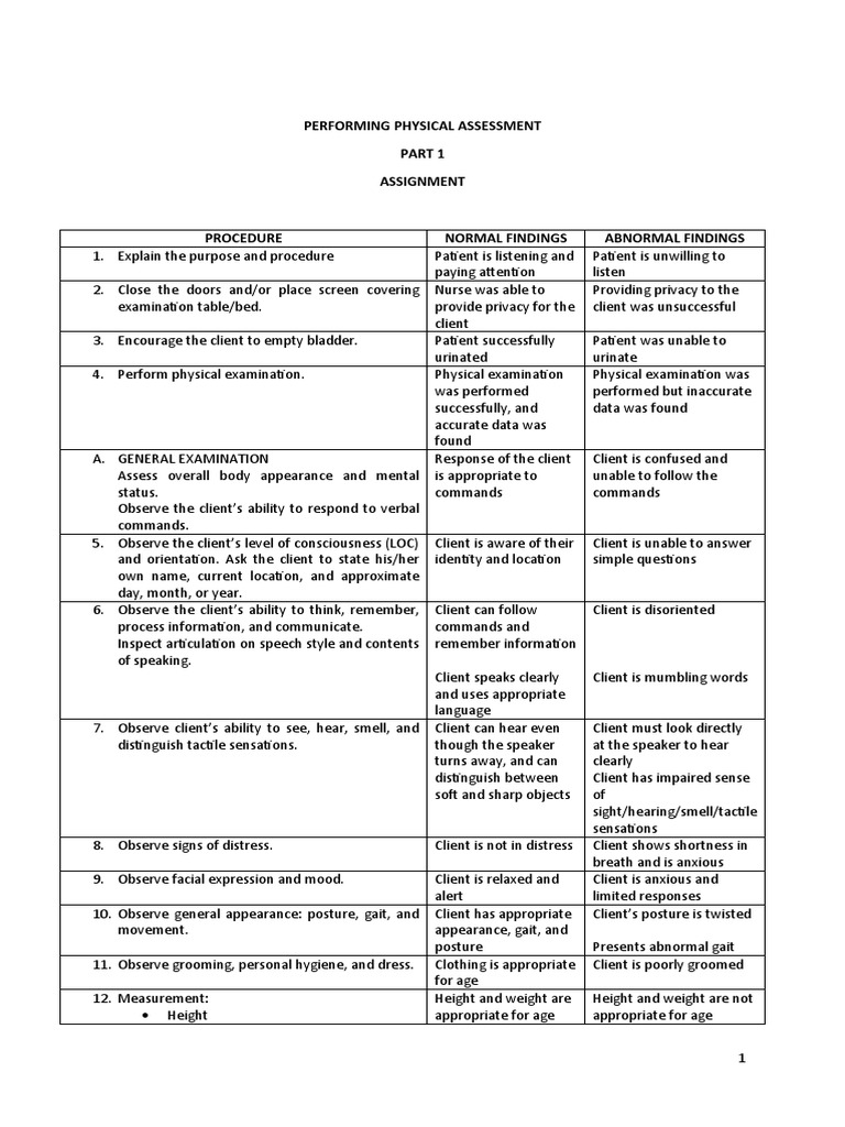 Physical Assessment Part 1 Assignment | PDF | Ear | Nail (Anatomy)