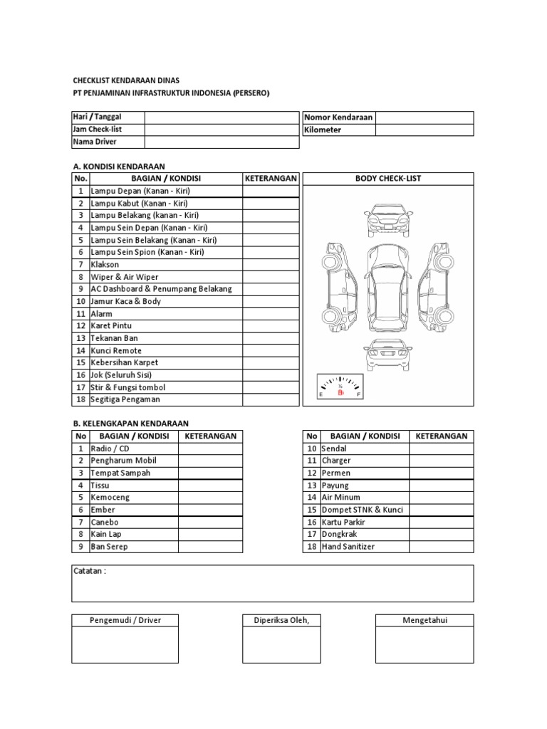 Check List Kendaraan | PDF