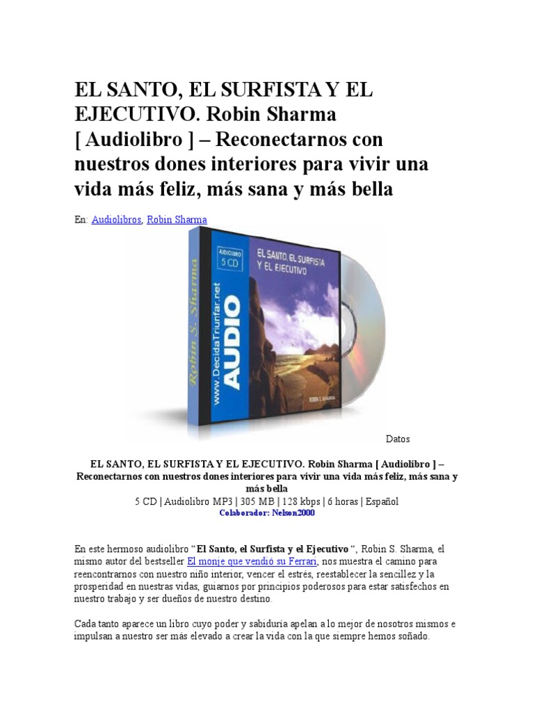 El Santo El Surfista y El Ejecutivo Robin Sharma Audiolibro | PDF
