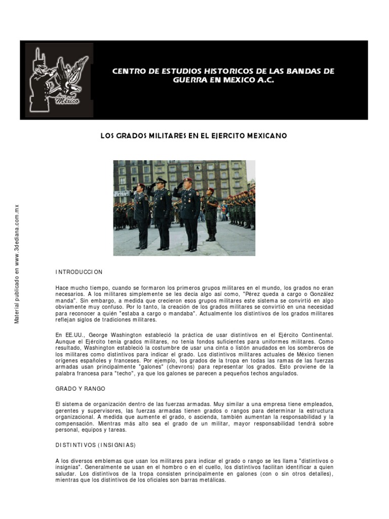 Los Grados Militares en Mexico | PDF | Oficial general | Coronel