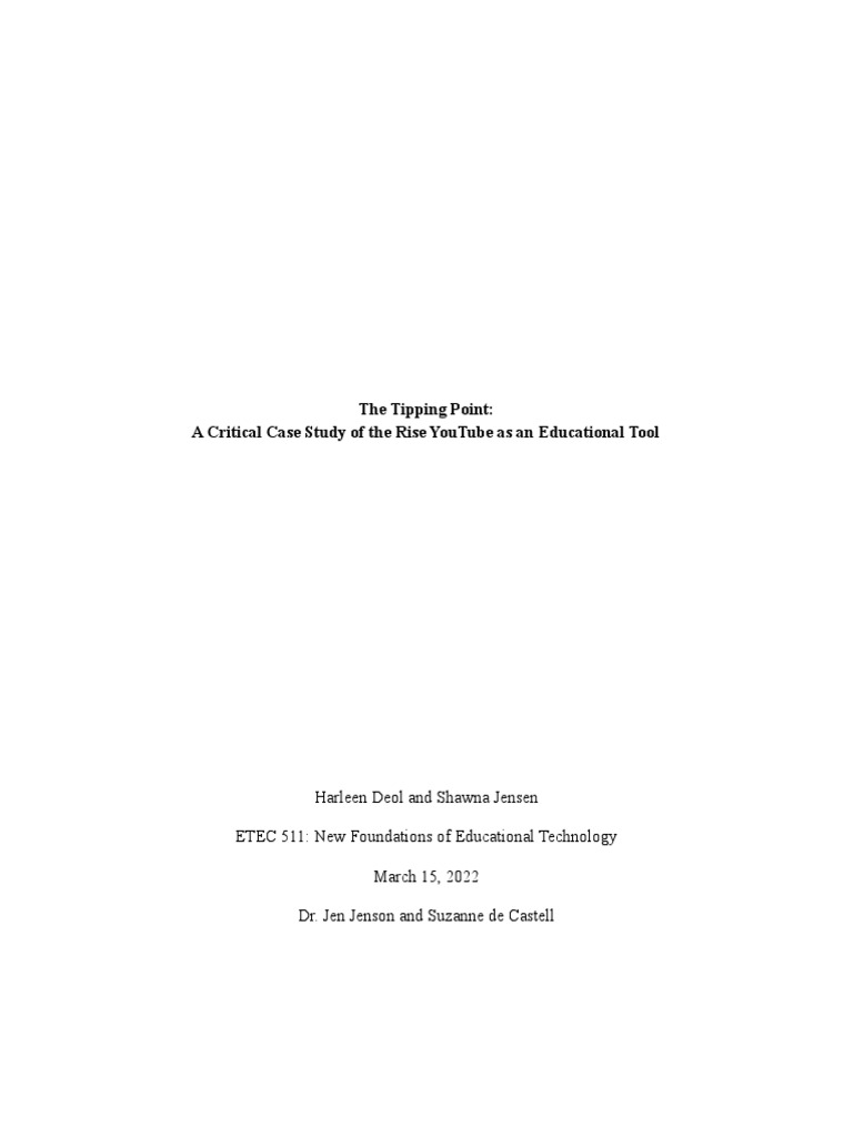 Tipping Point A Critical Case Study For Etec 511 | PDF | You Tube ... Tipping Point A Critical Case Study For Etec 511 | PDF | You Tube ...