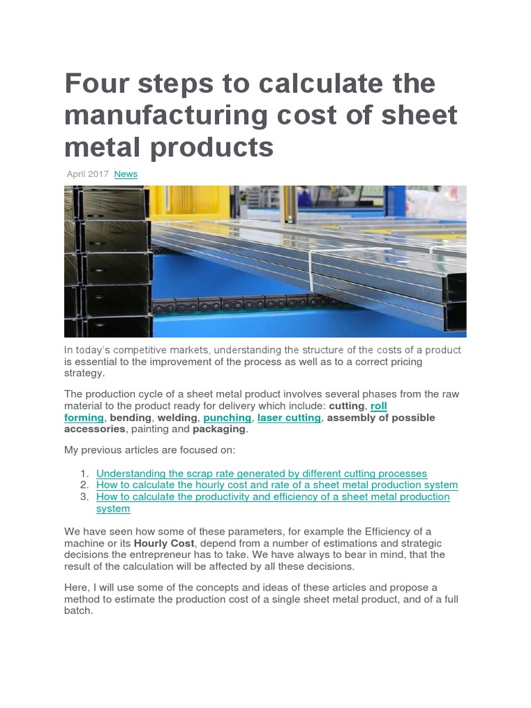 Four Steps To Calculate The Manufacturing Cost of Sheet Metal Products ...