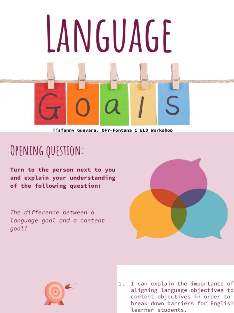 Language Goals For English Learners 4 | PDF | Learning | English Language