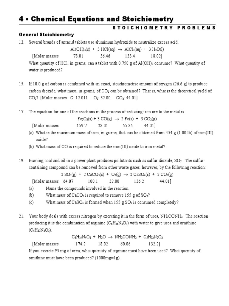 4 Chemical Equations and Stoichiometry | PDF | Stoichiometry | Carbon Dioxide