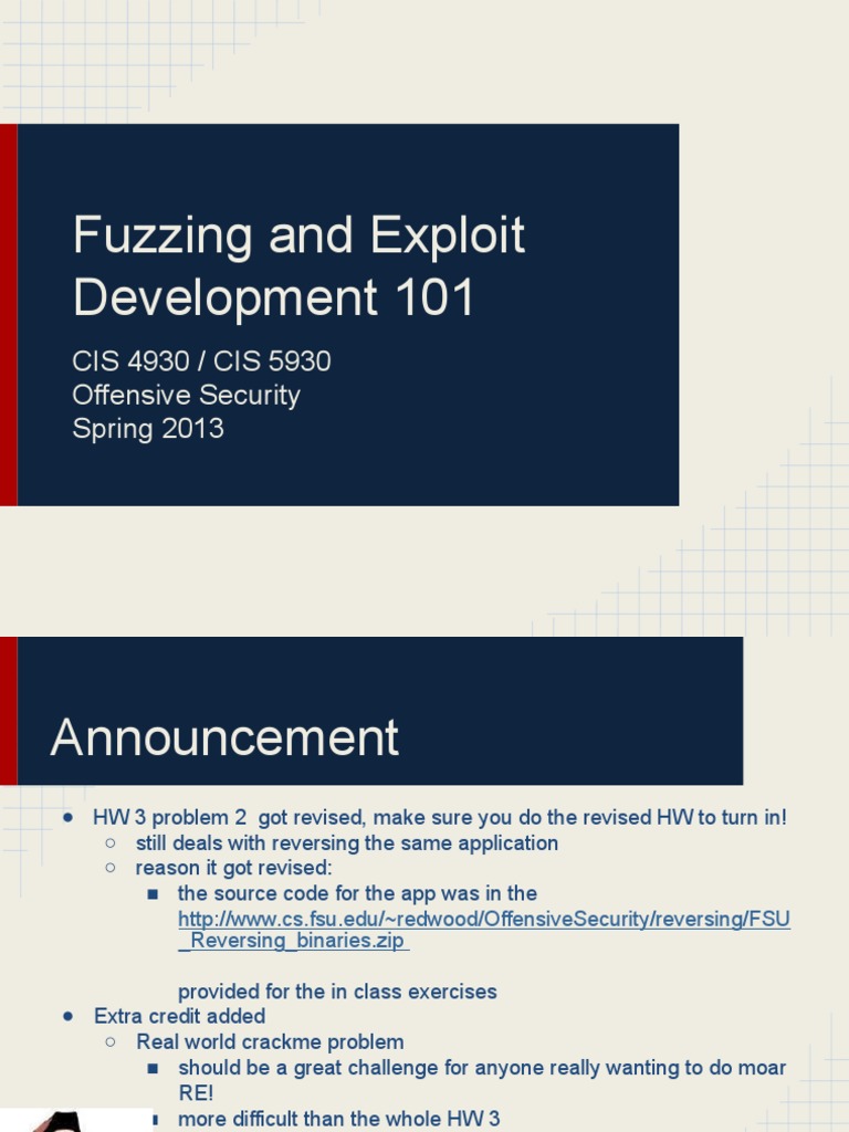 07 Fuzzing & Exploit Dev 101 | PDF | Library (Computing) | Software ...