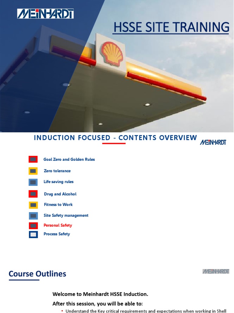 Shell HSSE Induction Training Overview | PDF | Personal Protective ...