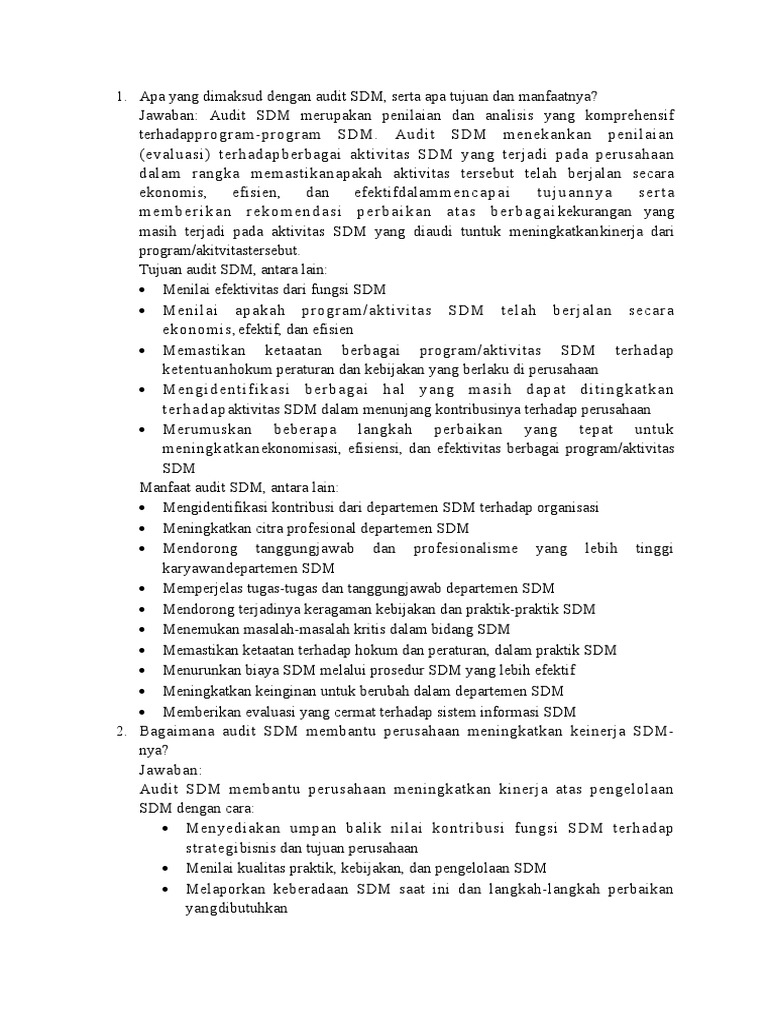 Tujuan Audit SDM untuk Organisasi | PDF | Bisnis