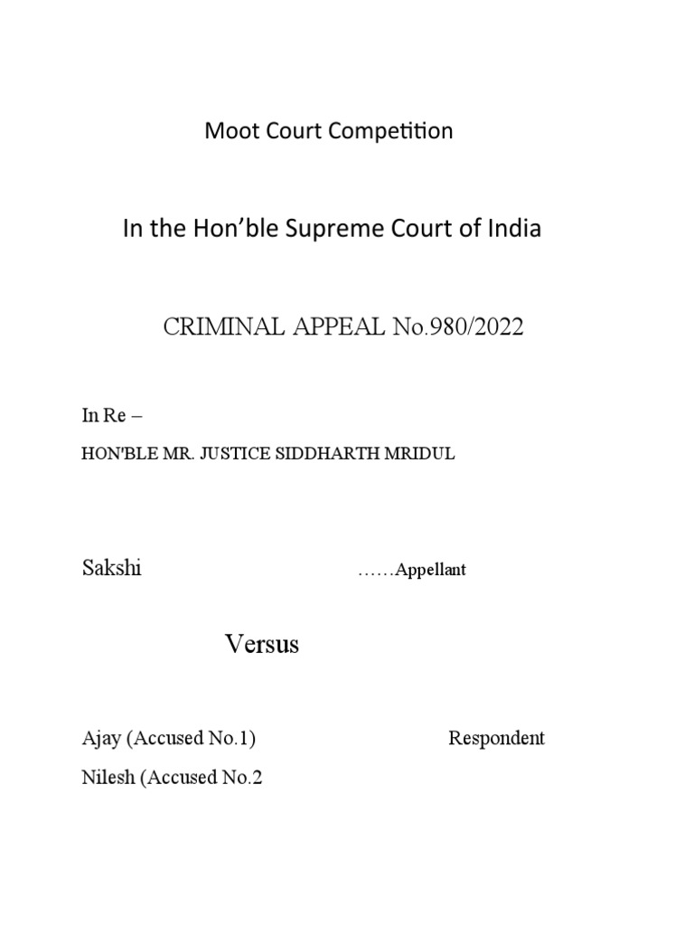 Moot Court Problem | PDF | Crime & Violence | Crimes