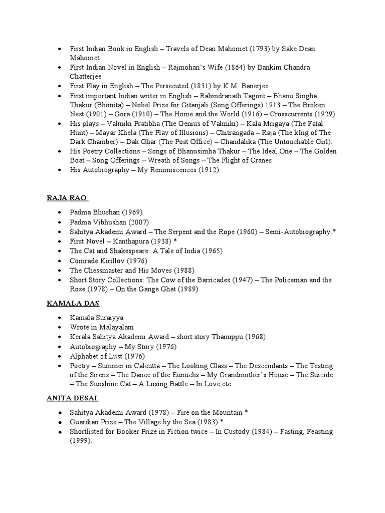 Overview of Indian Writing in English | PDF | Indian Literature