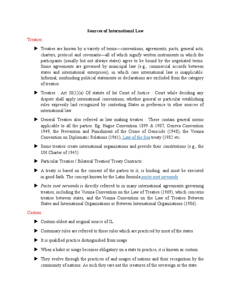 Sources of Int Law | PDF | Treaty | International Law