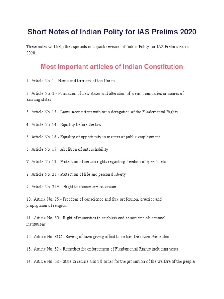 Short Notes Polity | PDF | Pardon | Veto