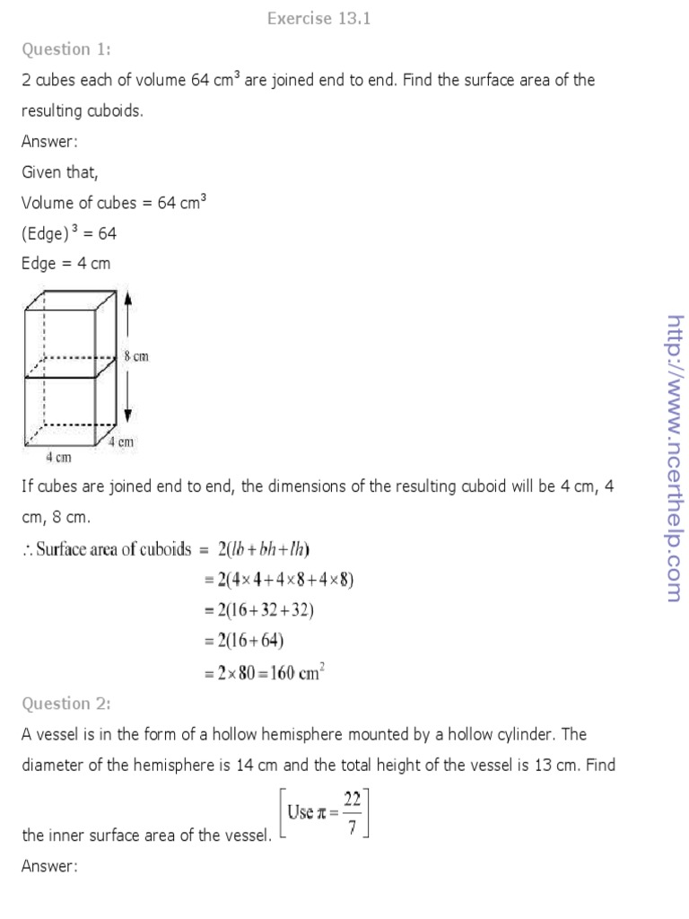 Chapter 13 Surface Areas and Volumes - Unlocked | PDF | Sphere | Volume