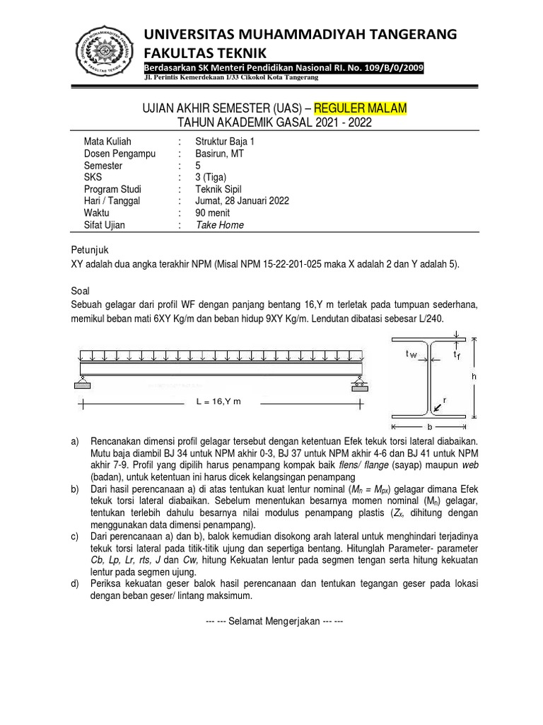 2022 Soal UAS BJ 1 Reg Malam | PDF | Teknologi & Rekayasa