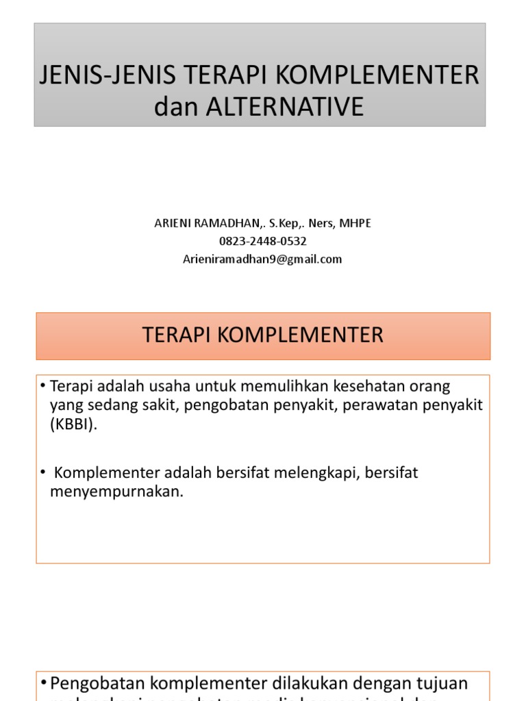 JENIS-JENIS TERAPI KOMPLEMENTER Dan ALTERNATIVE | PDF