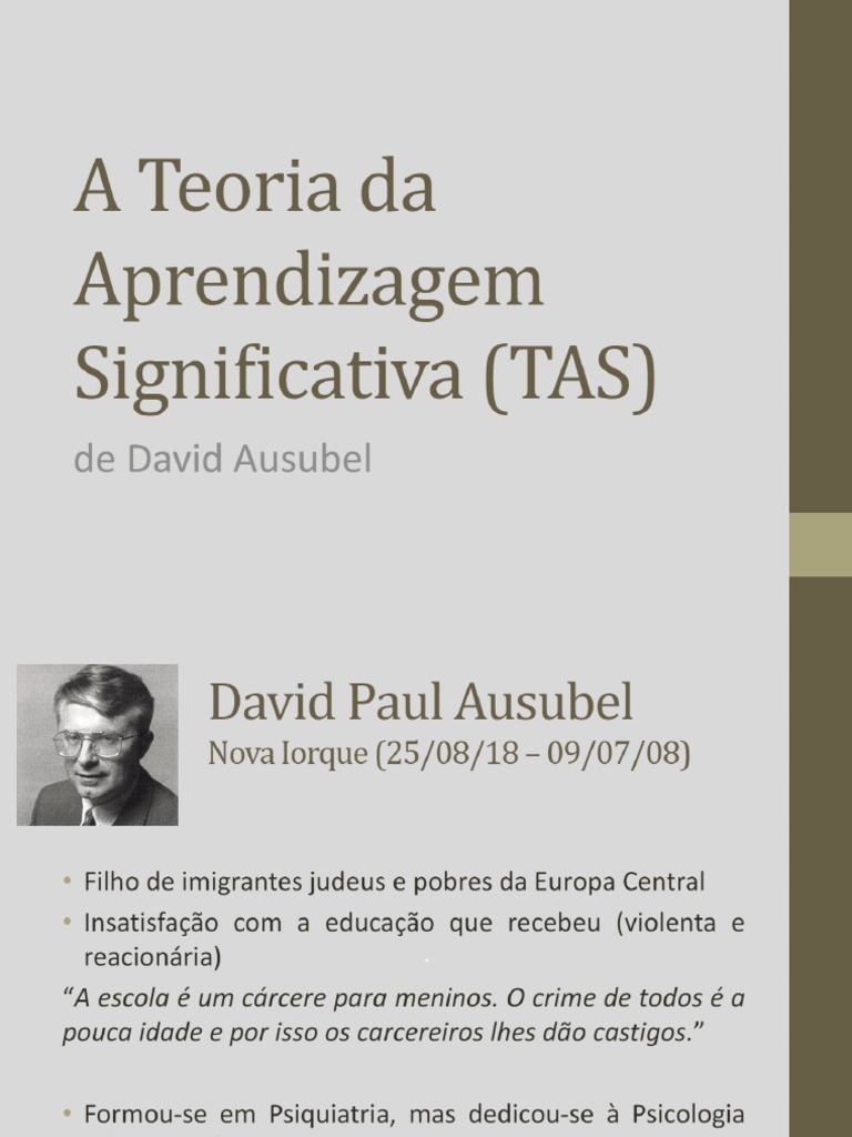 A Teoria Da Aprendizagem Significativa (TAS) de David Ausubel - PDF ...