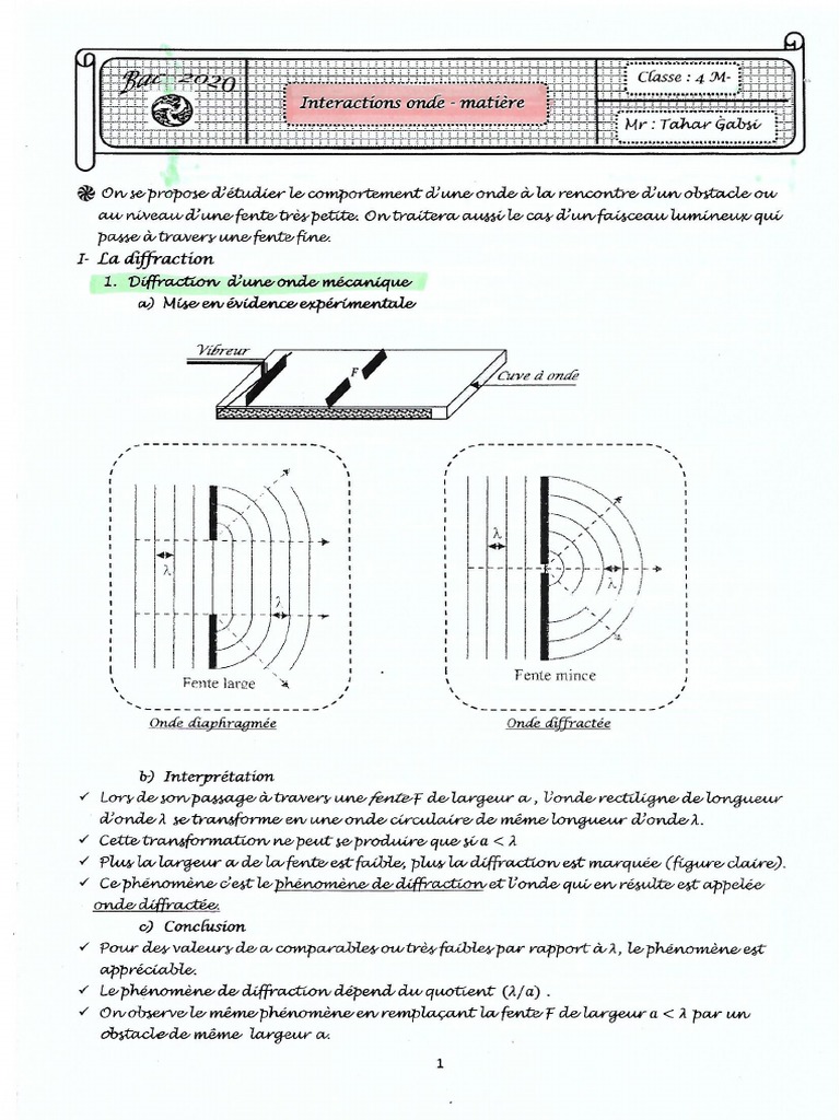 Cours Phy 9 Interactions Onde Matière | PDF