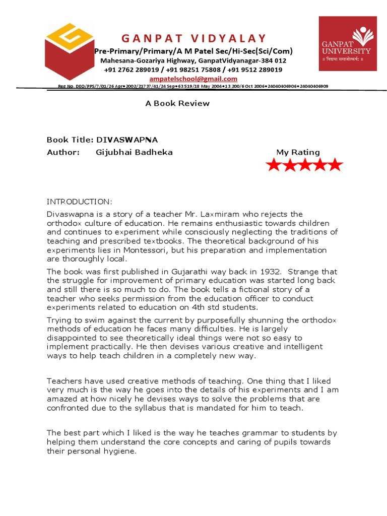 Reimagining Primary Education: A Book Review of "Divaswapna | PDF ...