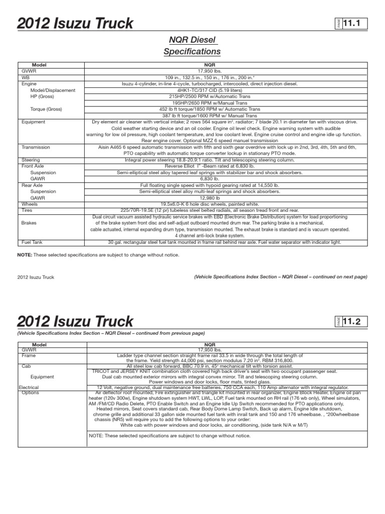 2012 Isuzu Truck 11 - Isuzu Truck Service | PDF | Truck | Axle