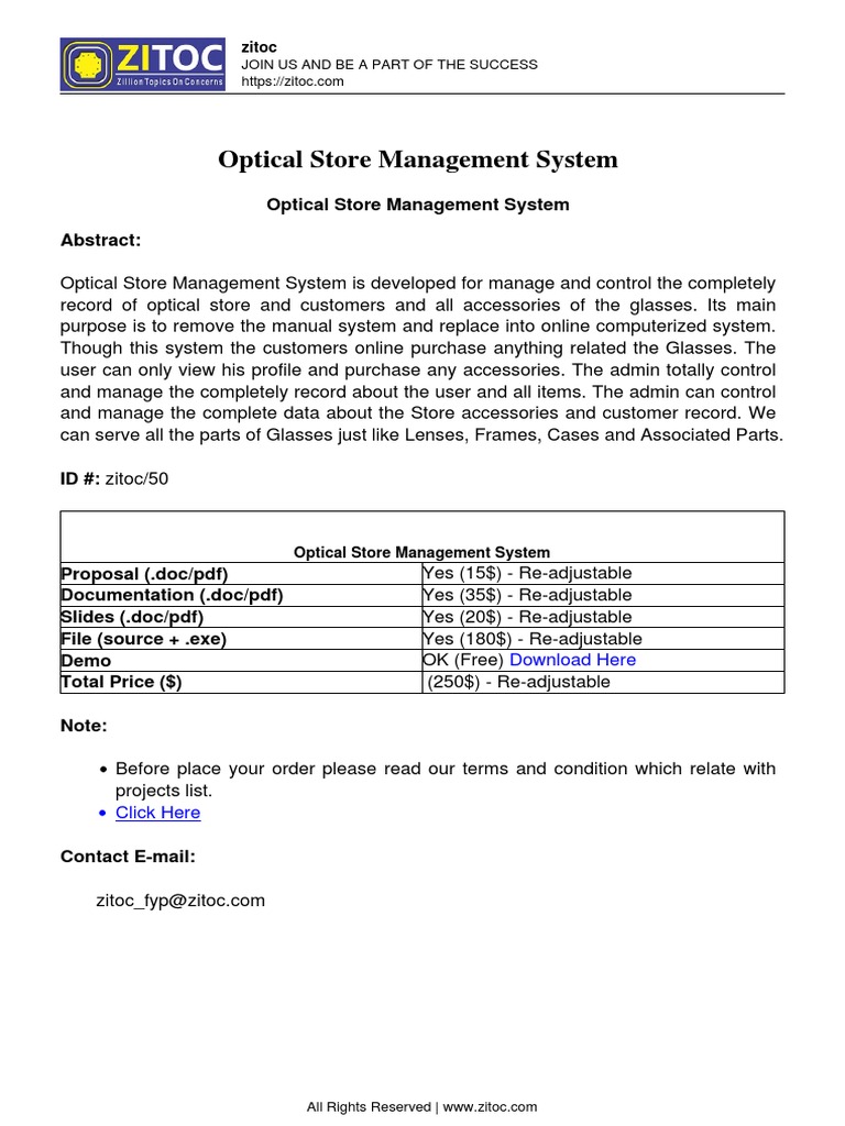 Optical Store Management System | PDF | Glasses | Information Technology