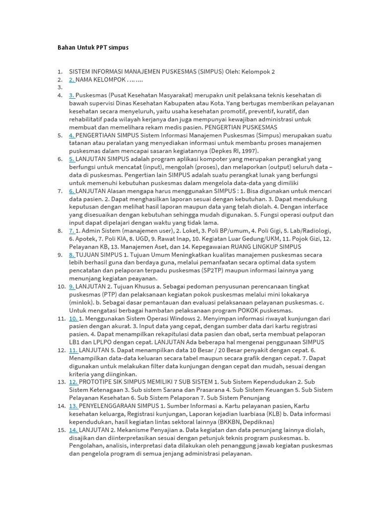 SIMPUS: Sistem Manajemen Puskesmas | PDF