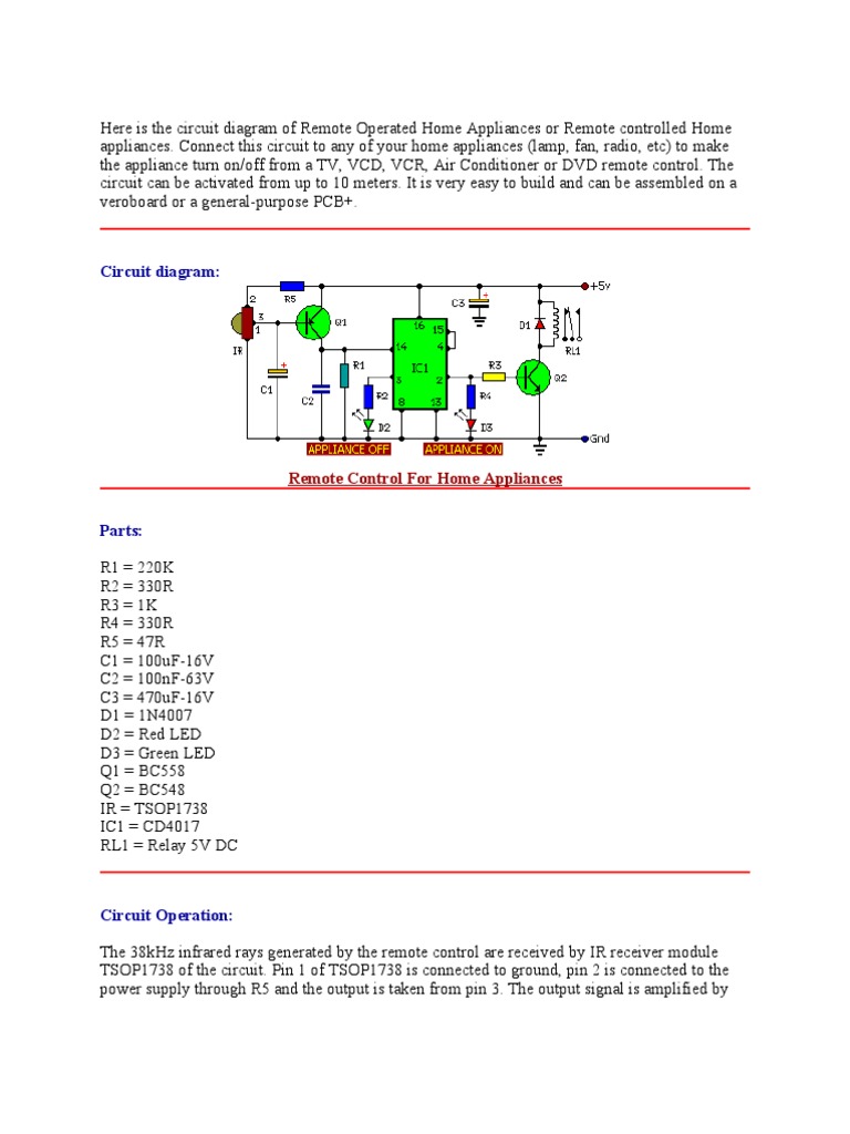 Remote Control Circuit for Home Appliances | PDF | Direct Current ...