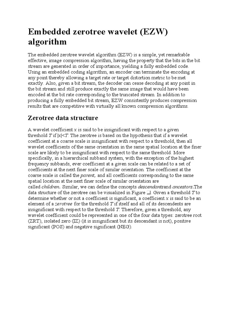 Embedded Zerotree Wavelet | PDF | Multidimensional Signal Processing | Algorithms