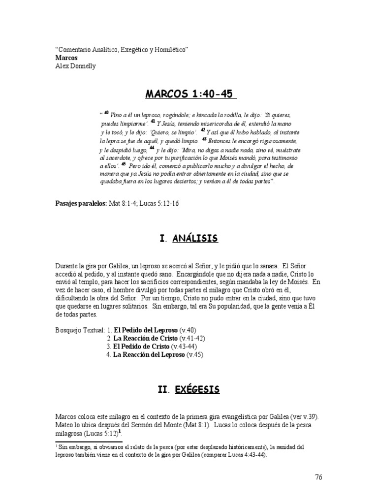 Marcos 1 (40-45) | PDF | Jesús | Cristo (título)