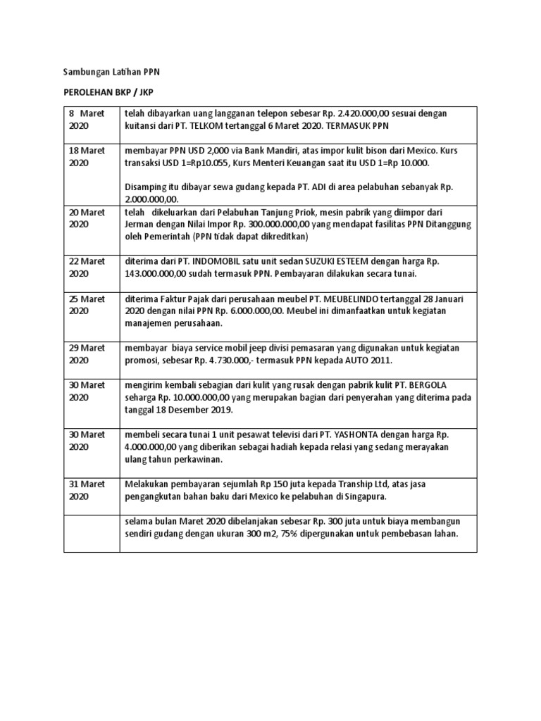 Latihan Soal PPN PM | PDF | Pengelolaan Keuangan & Uang