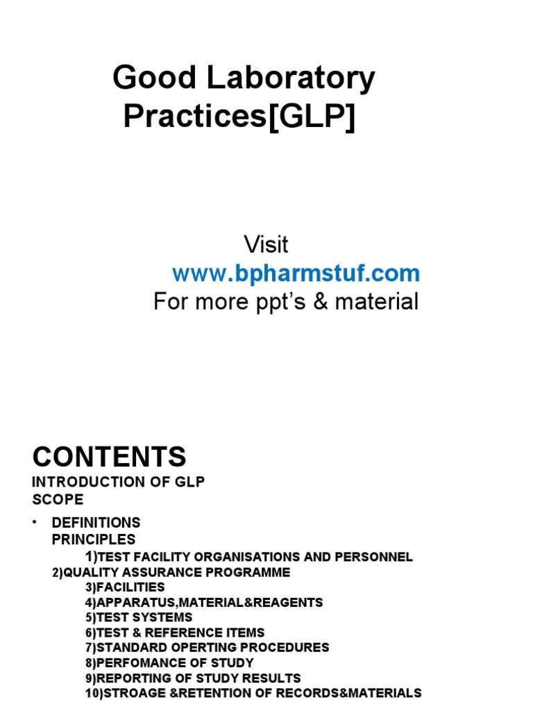 Good Laboratory Practices | PDF | Quality Assurance | Wellness