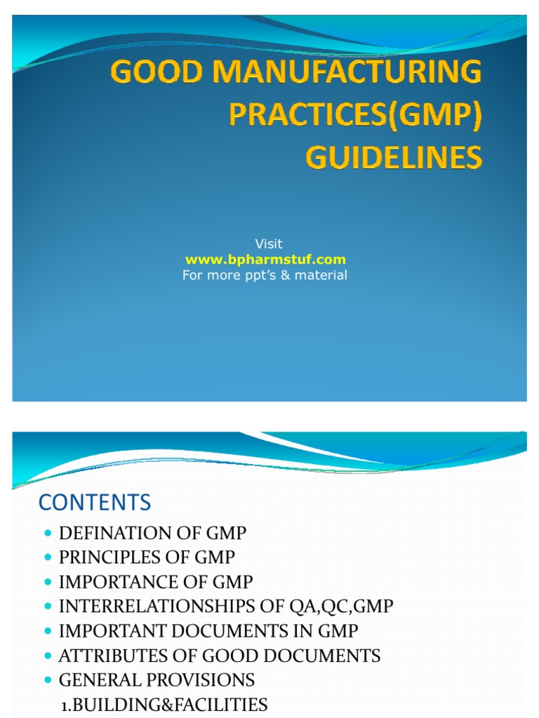 GMP Guidelines | PDF | Quality Assurance | Health Policy