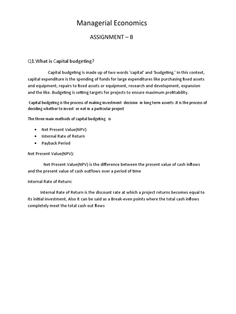 Managerial Economics Assignment 2 | PDF