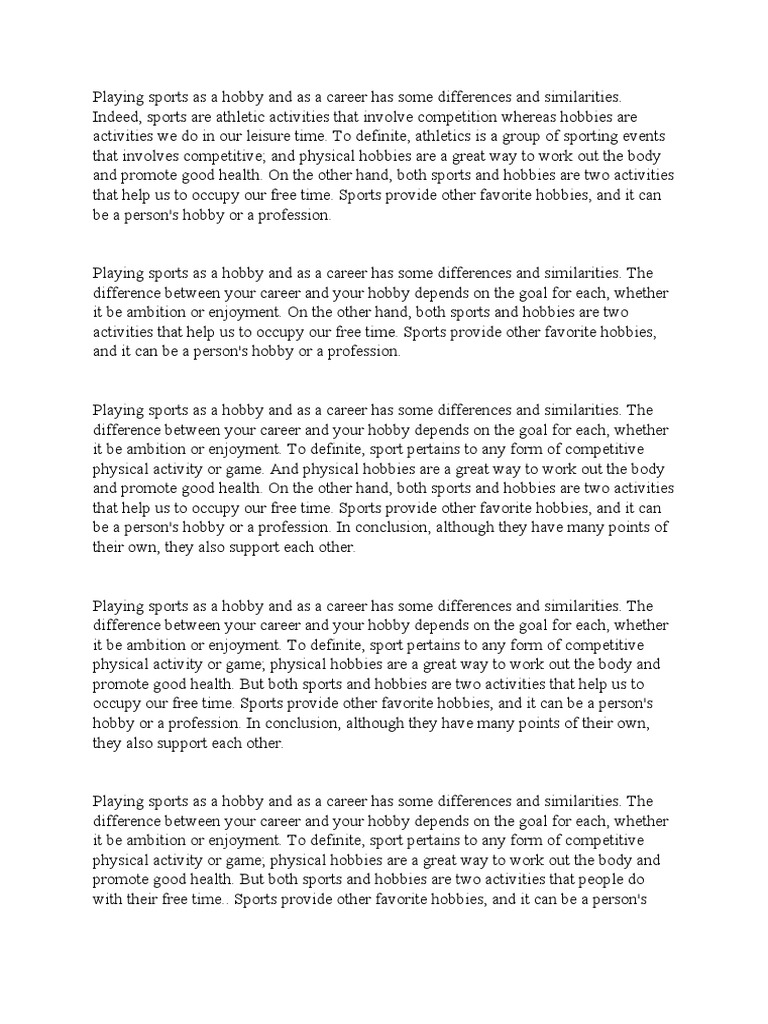 Sports: Hobby vs. Career Insights | PDF | Sports | Leisure