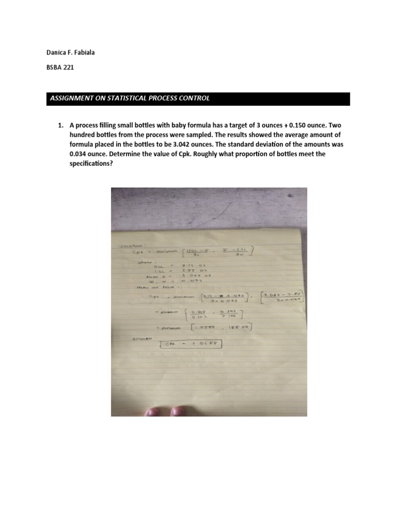 Assignment On Statistical Process Control Pdf