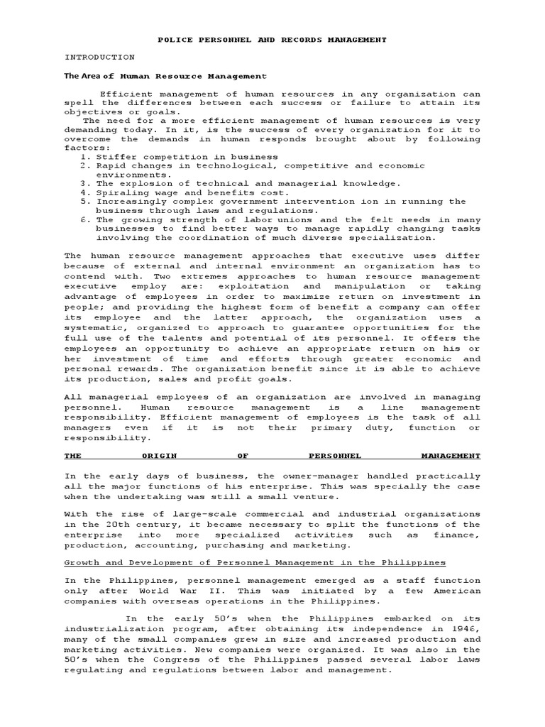 Police Personnel and Records Management | PDF | Employment | Human ...