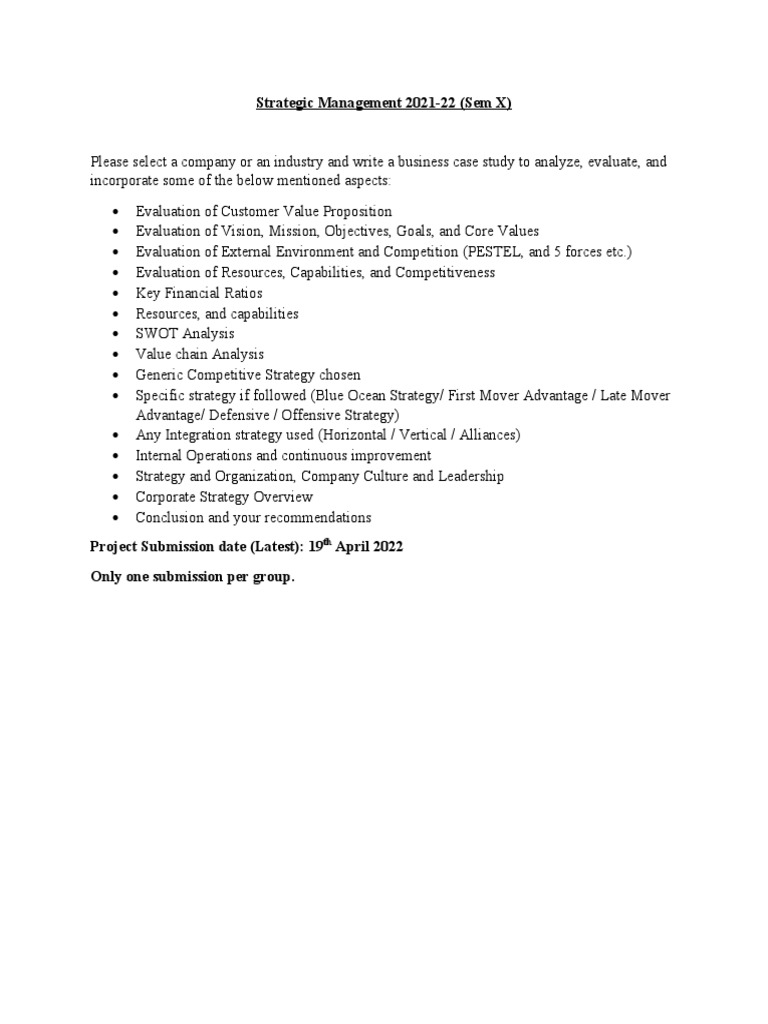 Strategic Management - Business Case Study | PDF | Business