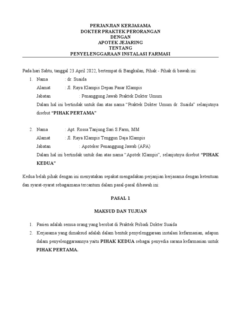 MOU Apotek | PDF