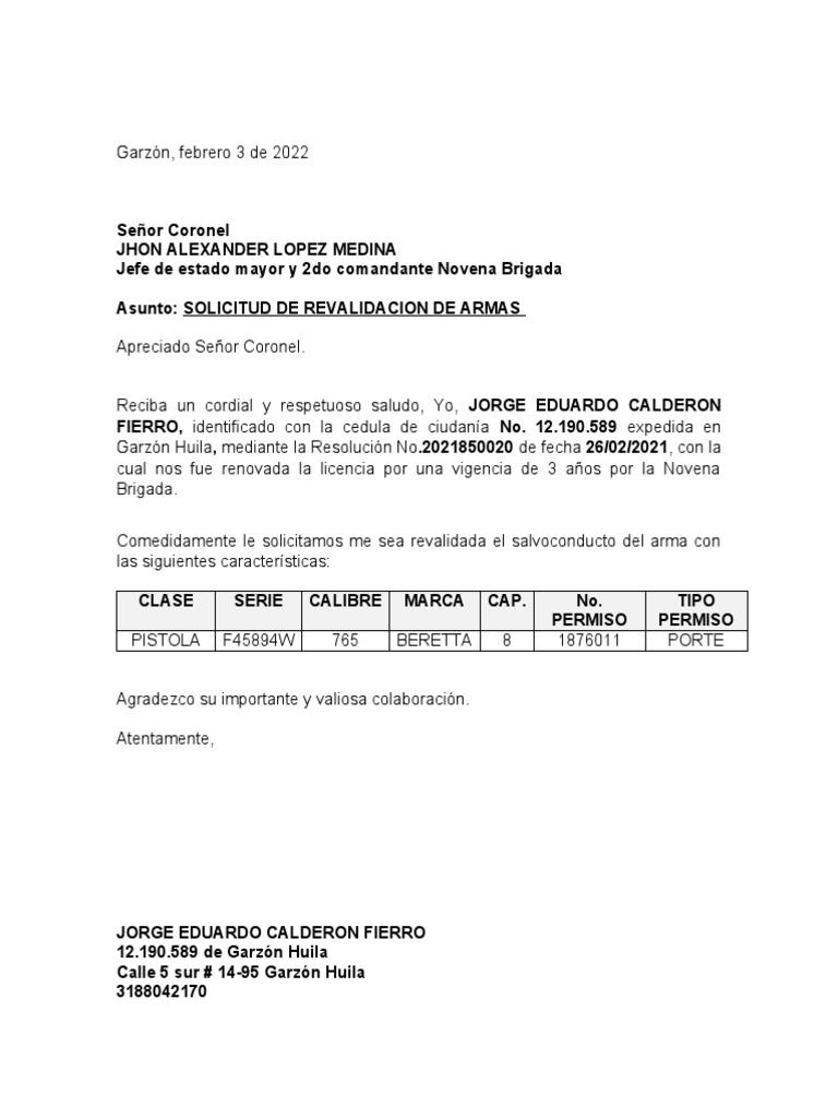 Carta Solicitud de Revalidacion | PDF