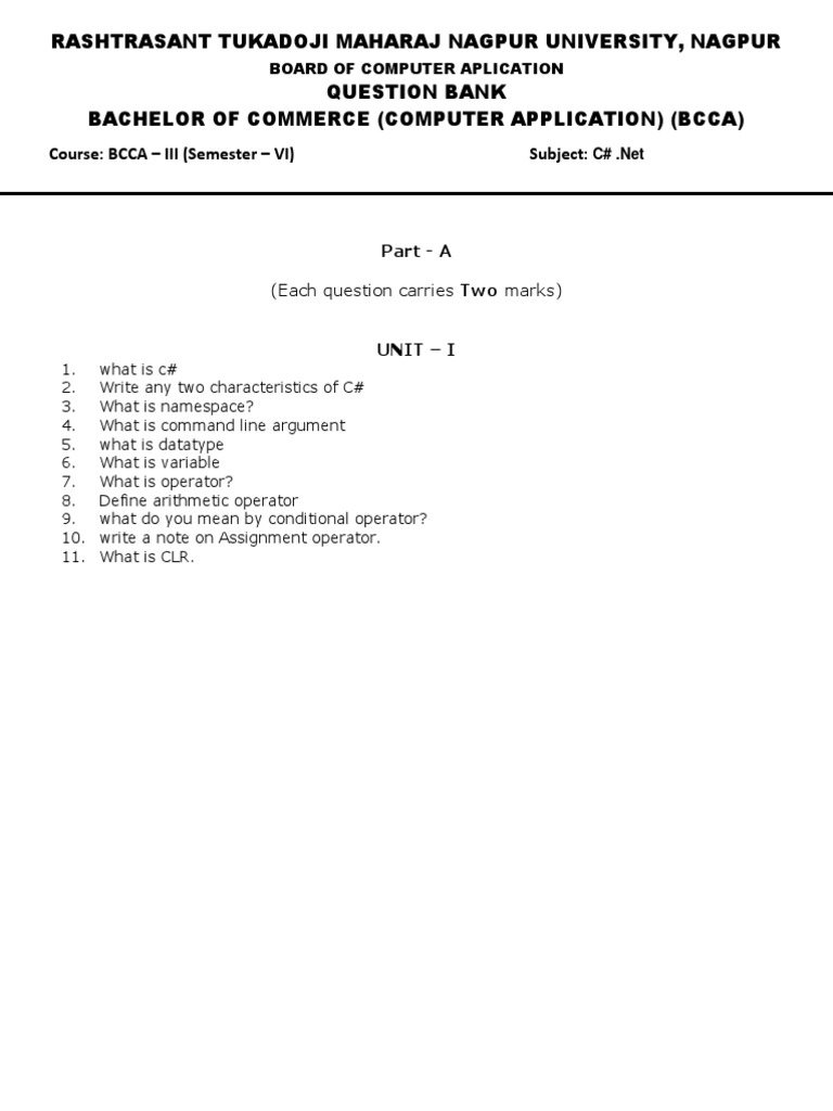 VB Question | PDF | Method (Computer Programming) | C Sharp ...