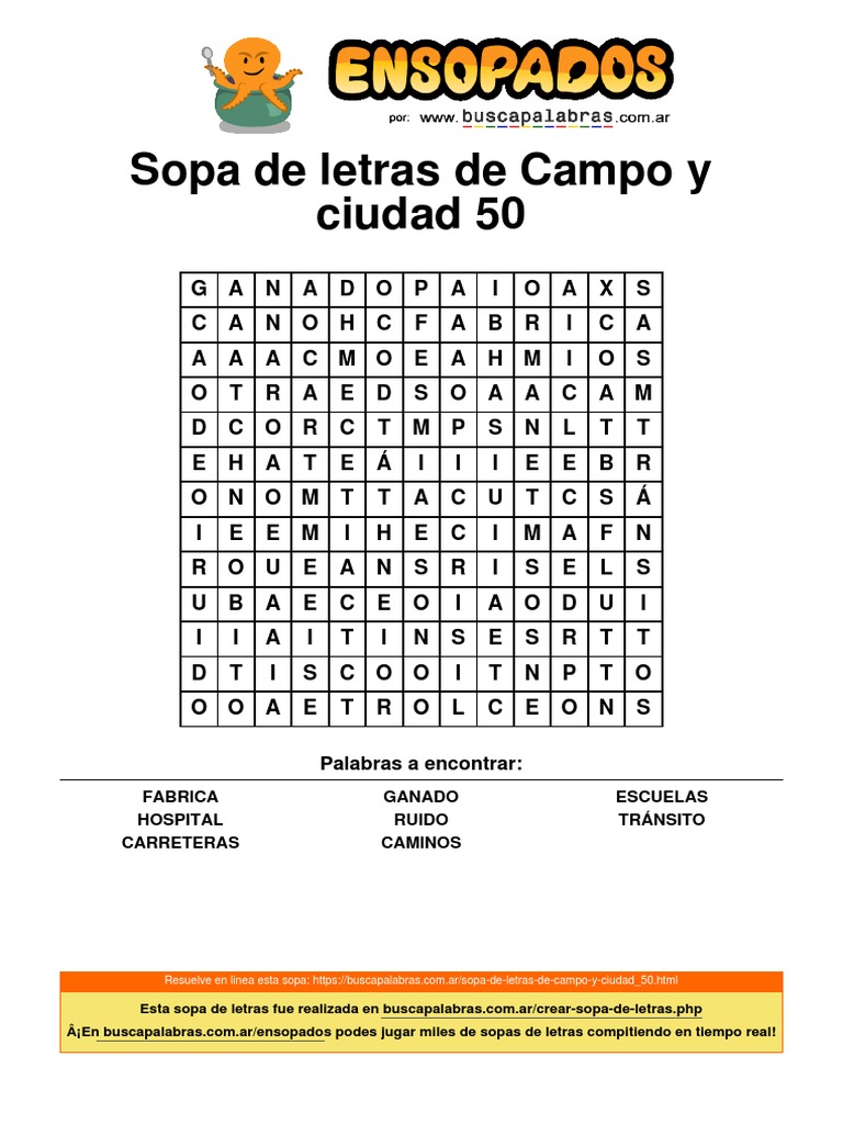 Sopa de Letras de Campo y Ciudad - 50 | PDF
