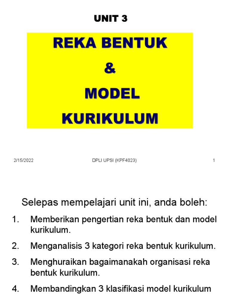 Nota 03 (Reka Bentuk & Model Kurikulum) | PDF