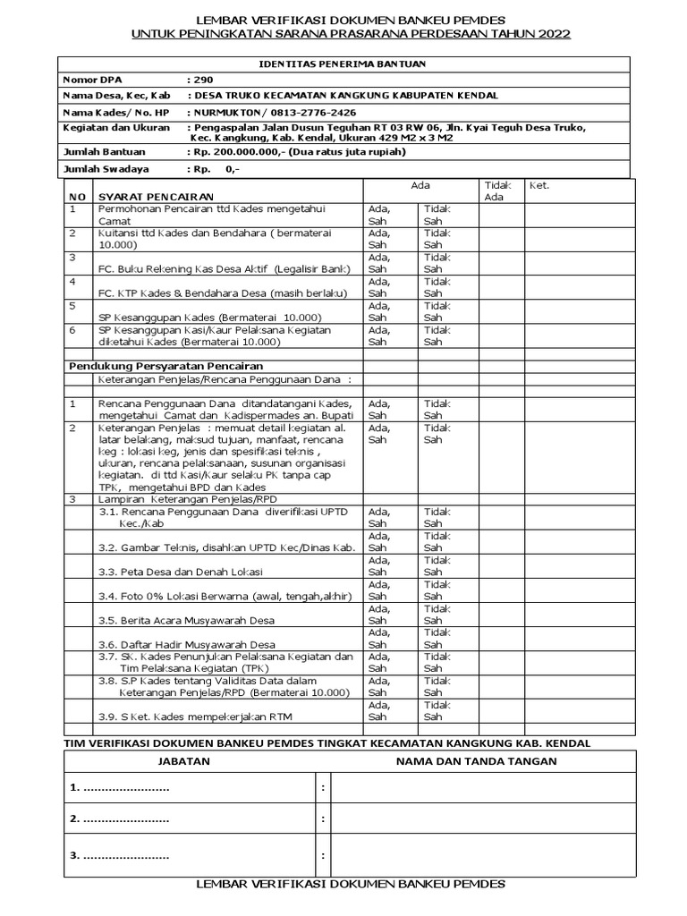 11 - Cek List Verifikasi | PDF